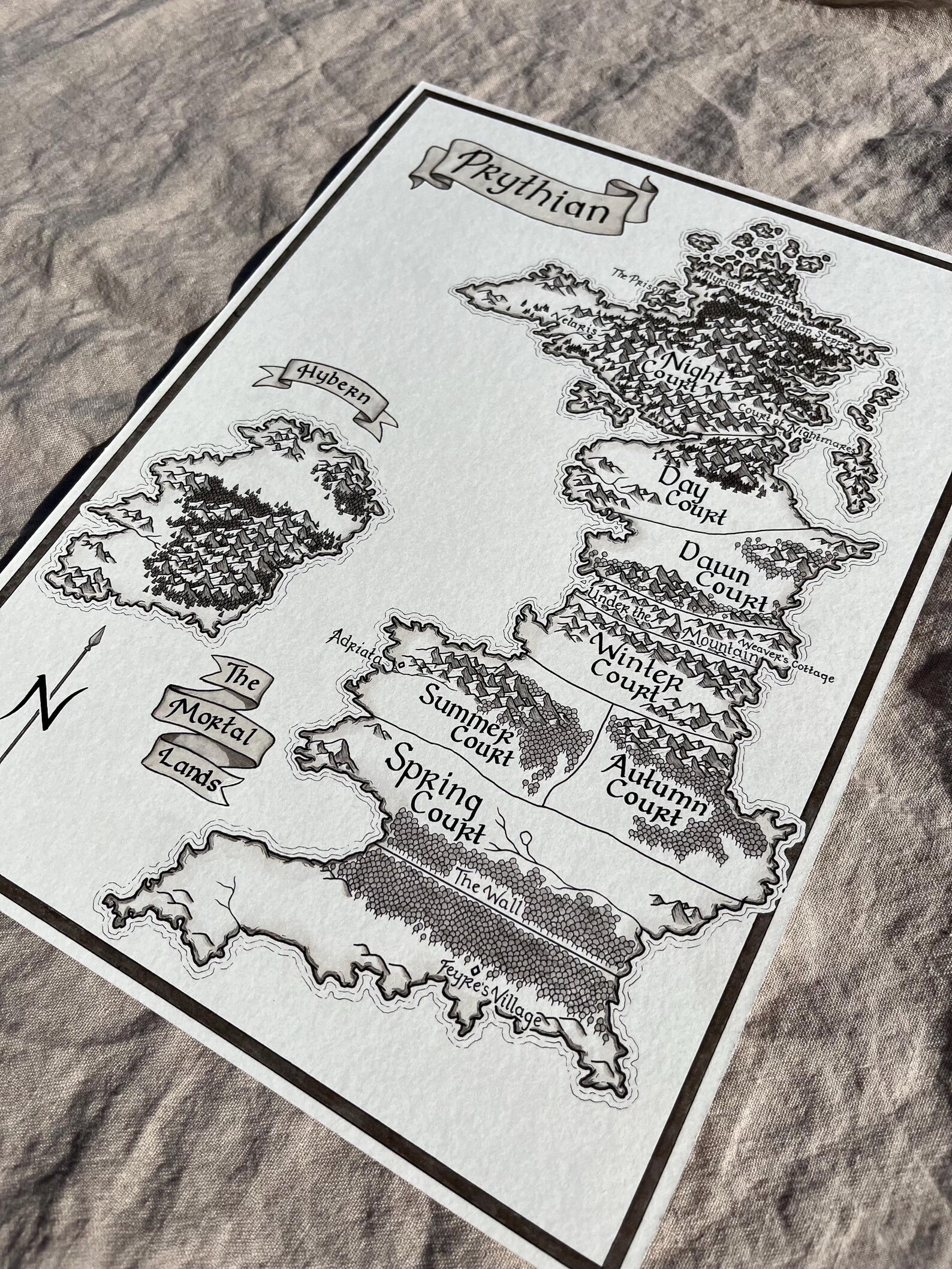 Prythian Map Print, Hand-drawn ACOTAR Art, Fantasy Wall Decor - Etsy