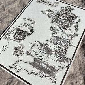 Print of Hand Drawn Prythian Map, ACOTAR, Hand Drawn Fantasy Map ...