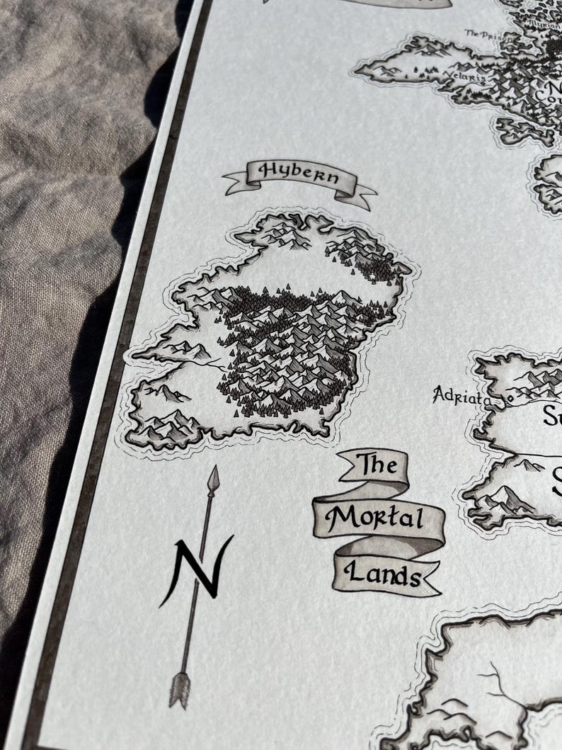 Print of Hand Drawn Prythian Map, ACOTAR, Hand Drawn Fantasy Map ...