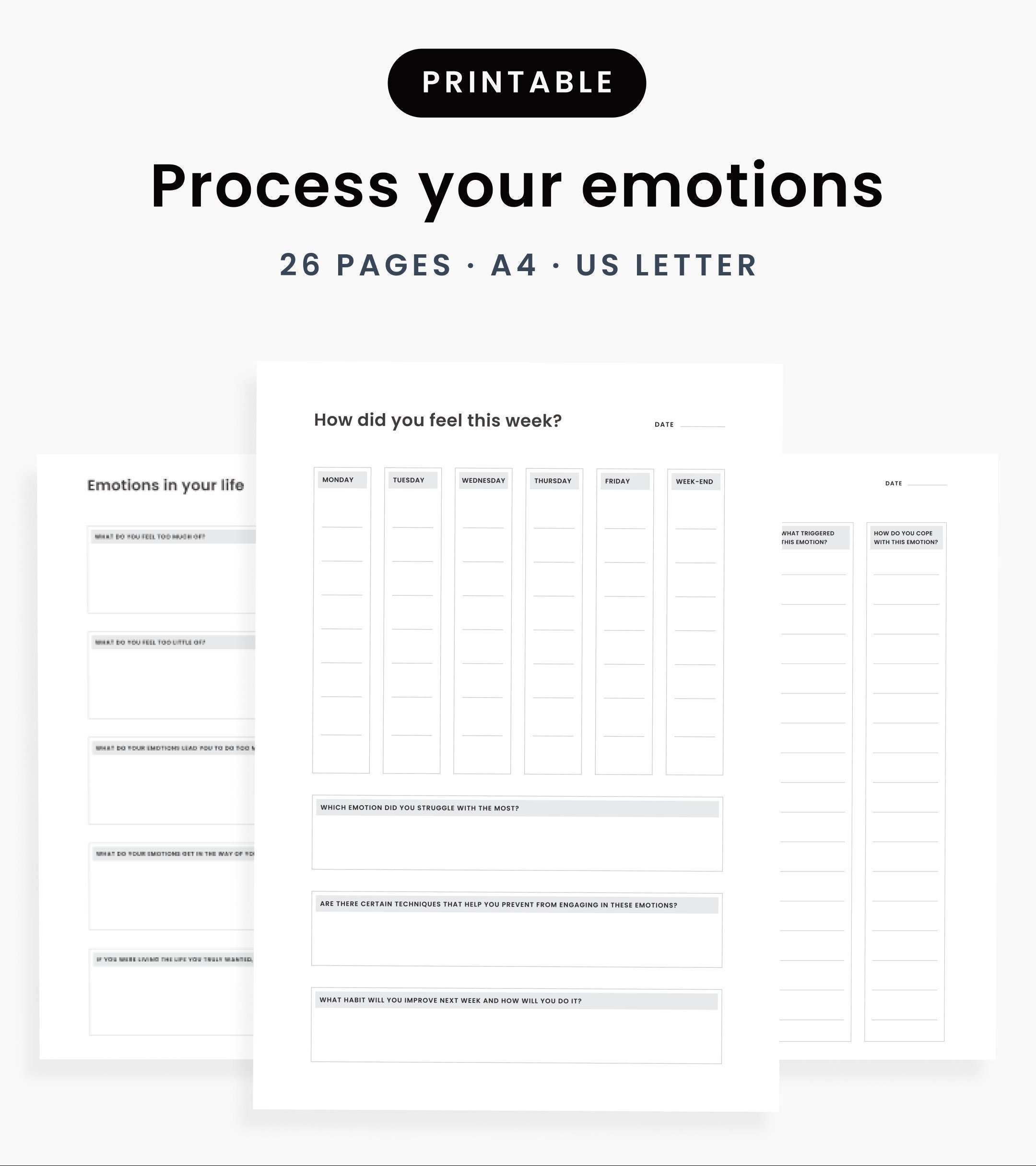 Emotional Regulation Journal Processing Emotion Therapy - Etsy
