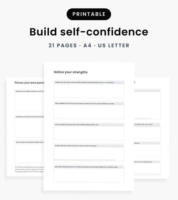 Self Esteem Journal Self Doubt Worksheet Self Discovery - Etsy