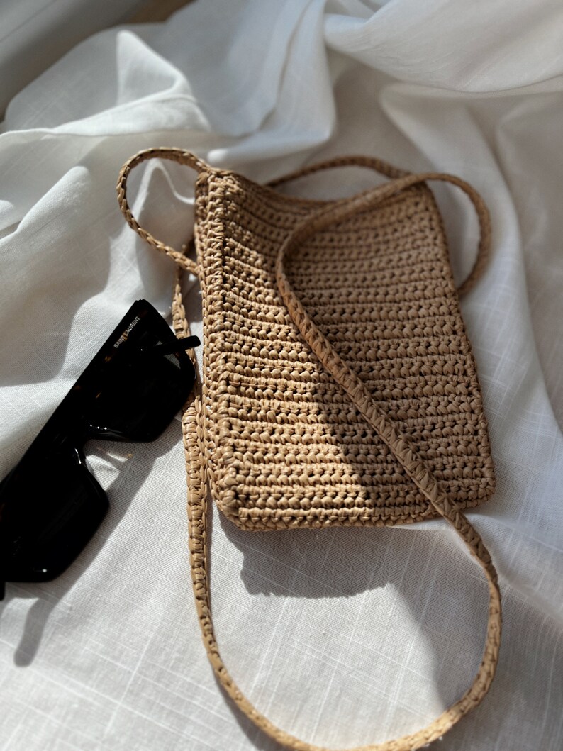 Raffia Crossbody Bag, Minimalistic Summer Phone Bag - Etsy