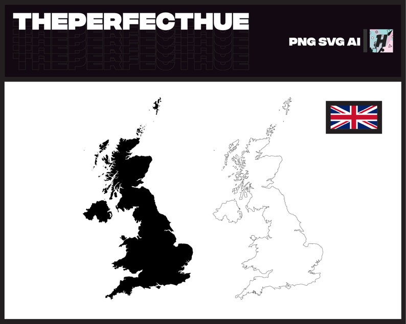 Map of United Kingdom Silhouette and Outline Vector, UK Svg, Black and ...