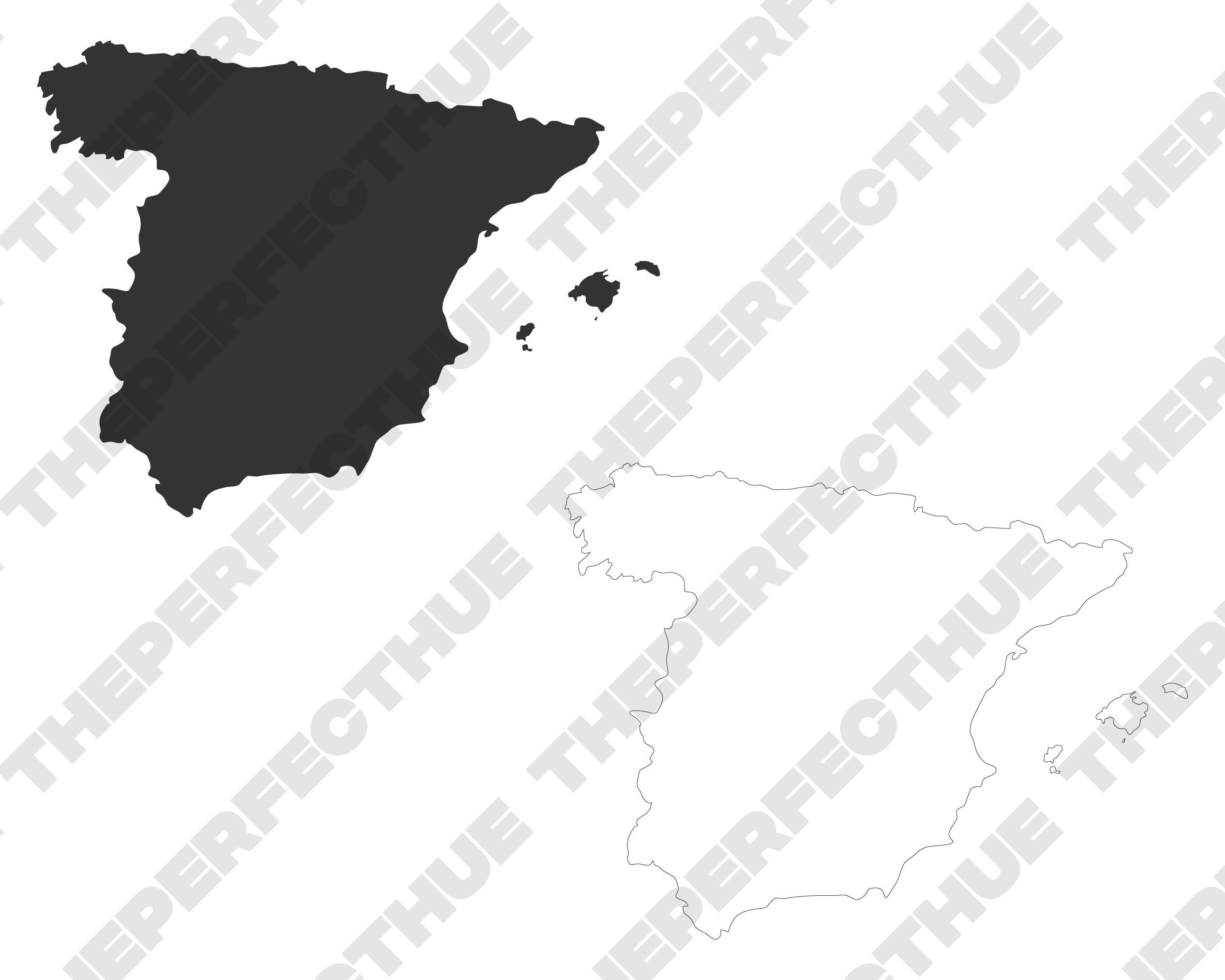 Map of Spain Silhouette and Outline Vector Spain Svg Black - Etsy