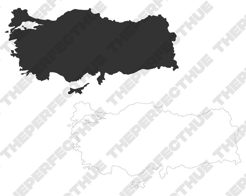Map of Turkey Silhouette and Outline Vector, Tukey Svg, Black and White ...
