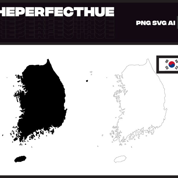 Country Map of Korea Border - Etsy