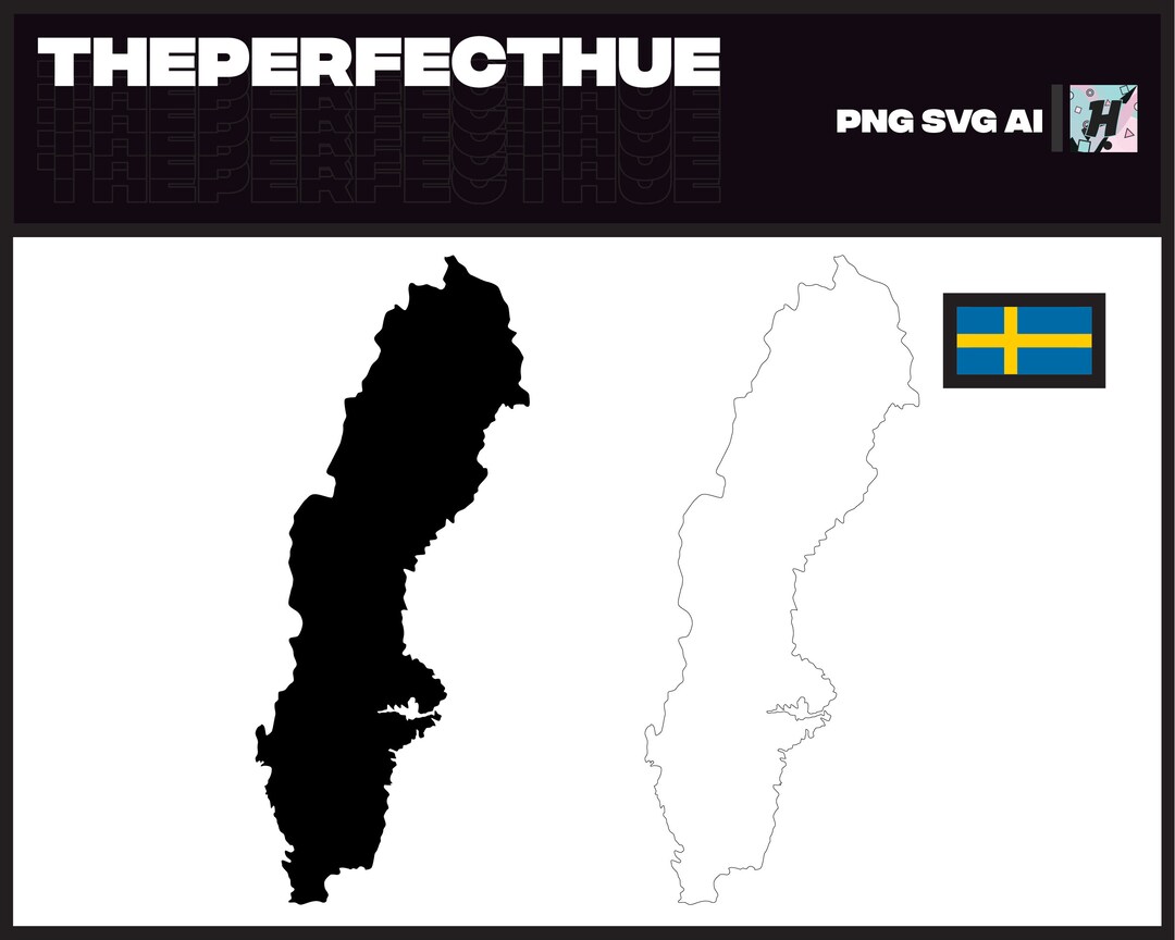 Map of Sweden Silhouette and Outline Vector, Sweden Svg, Black and ...