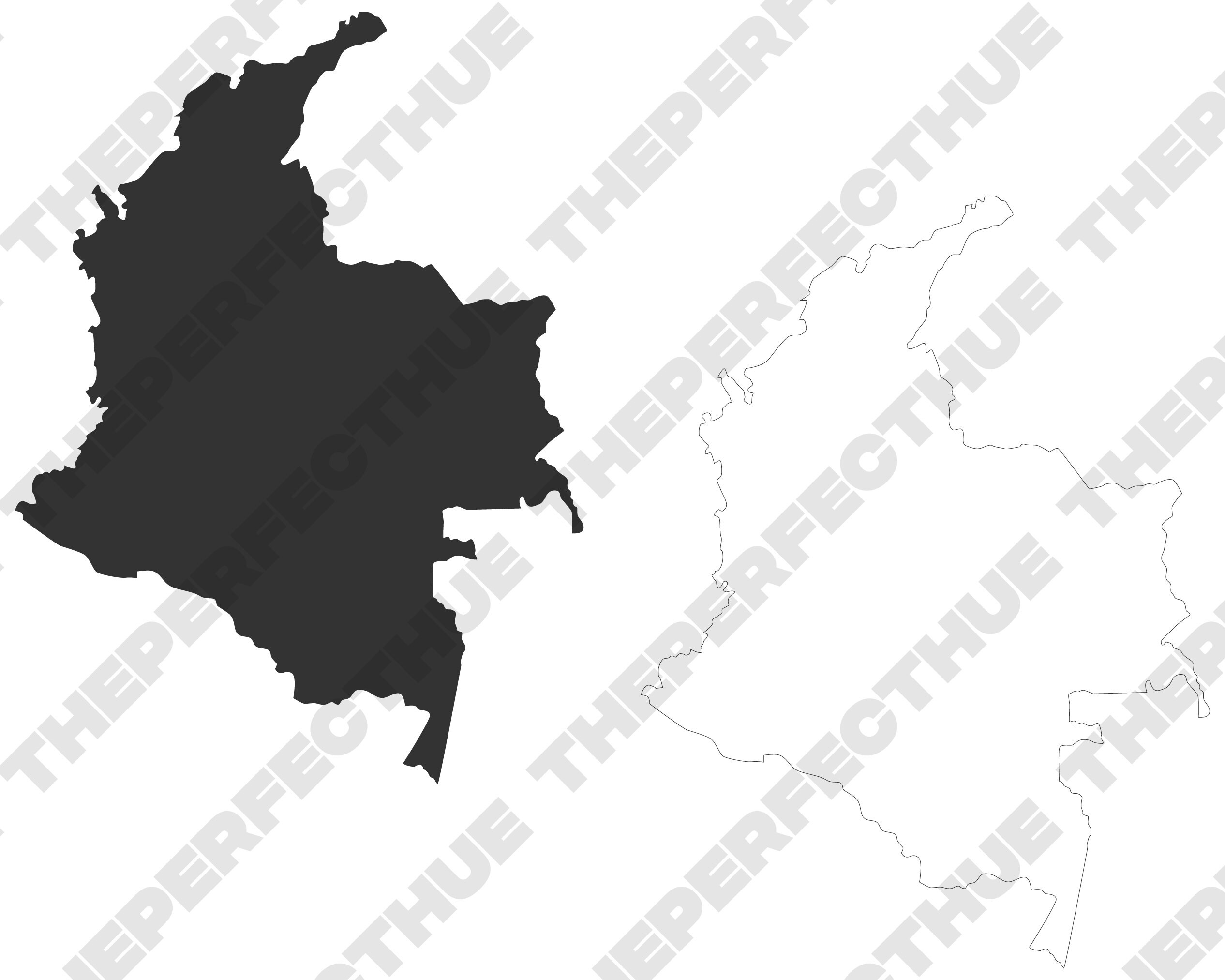 Map of Columbia Silhouette and Outline Vector, Black and White Solid ...