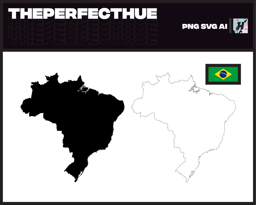 Mapa de Brasil Silueta y Contorno Vector, Blanco y Negro Contorno ...