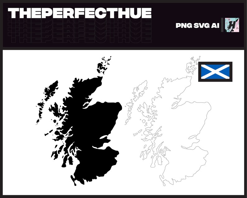 Map of Scotland Silhouette and Outline Vector, Black and White Solid ...