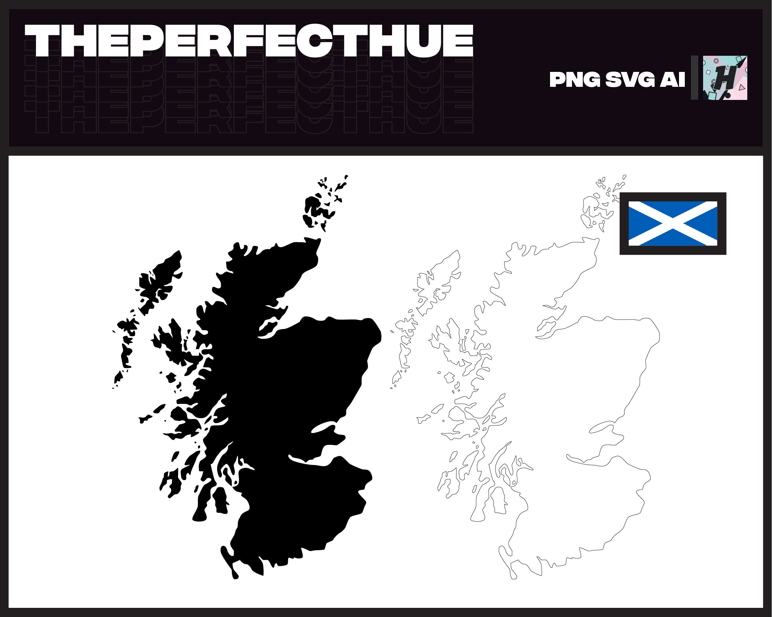 Map of Scotland Silhouette and Outline Vector, Black and White Solid ...