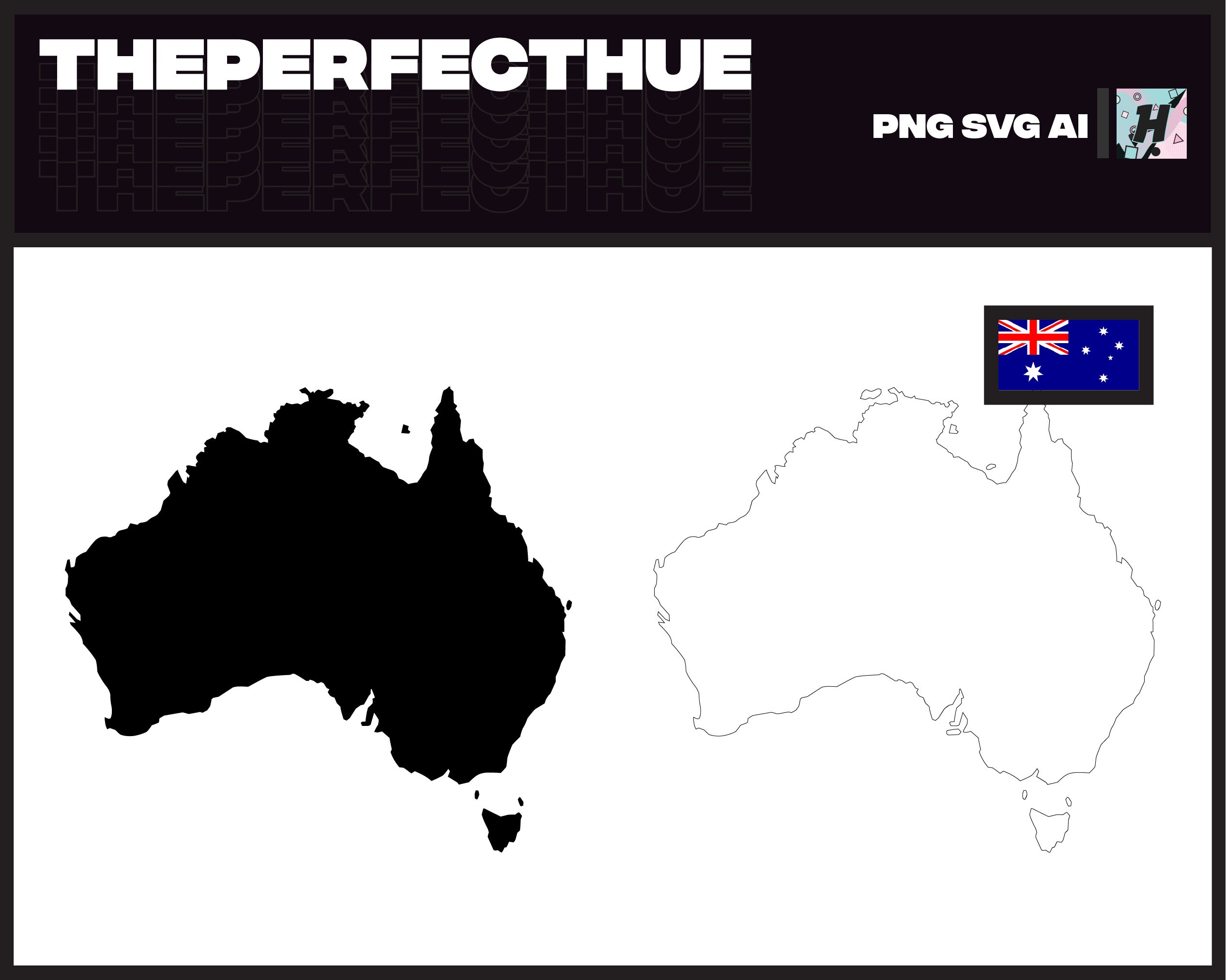 Map of Australia Silhouette and Outline Vector, Black and White Solid ...
