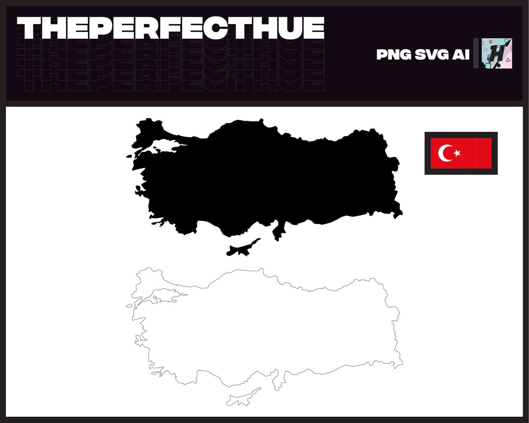 Map of Turkey Silhouette and Outline Vector, Tukey Svg, Black and White ...