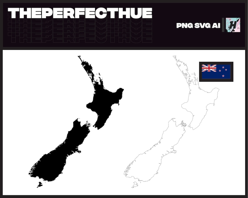 Map of New Zealand Silhouette and Outline Vector, Black and White Solid ...
