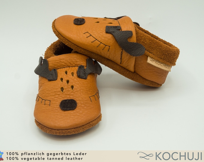 Organic Leather Slippers Deer / Personalizable / Vegetable Tanned ...