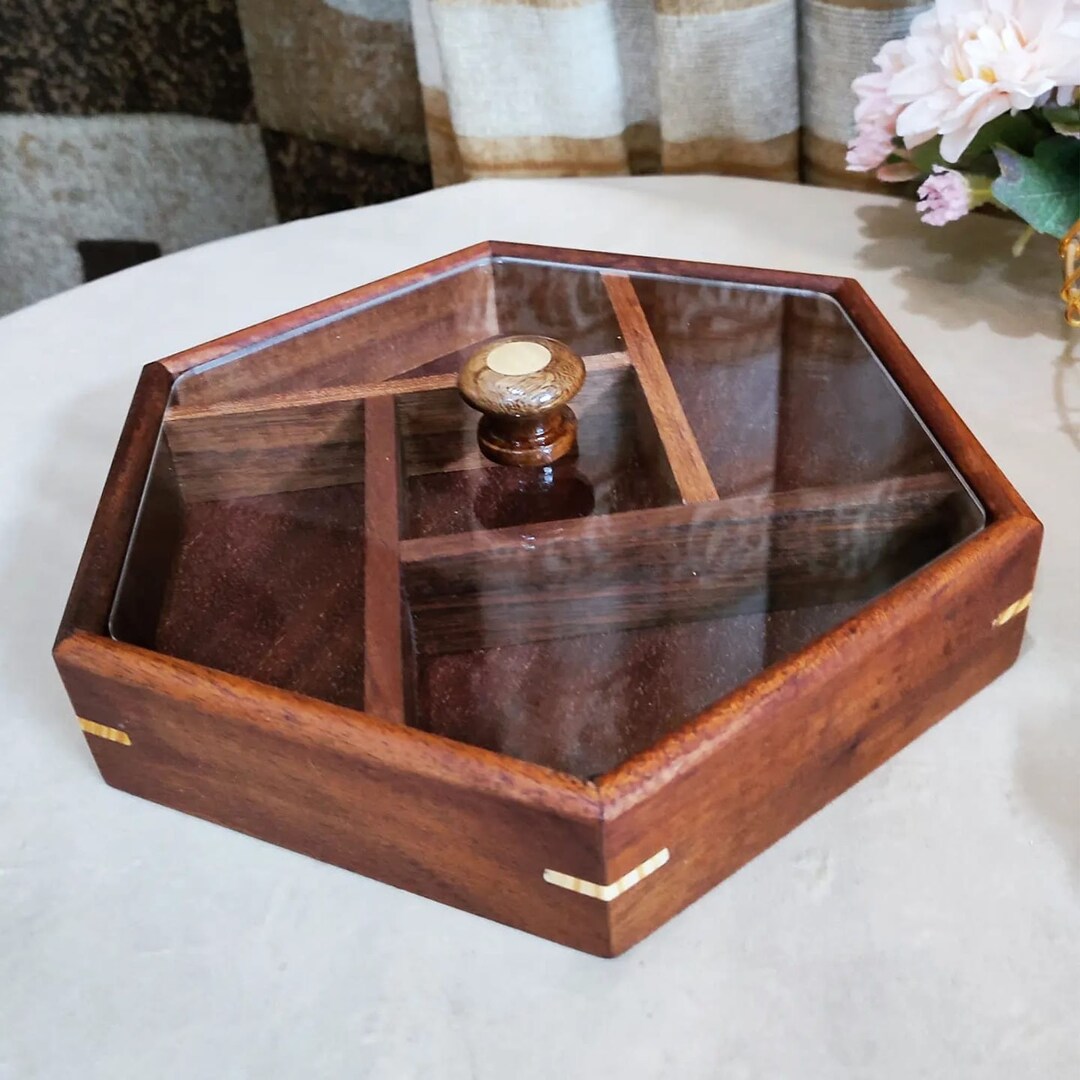 Dry Fruit Tray, Candy Tray, Wooden Dry Fruits Tray Jar, Traditional ...
