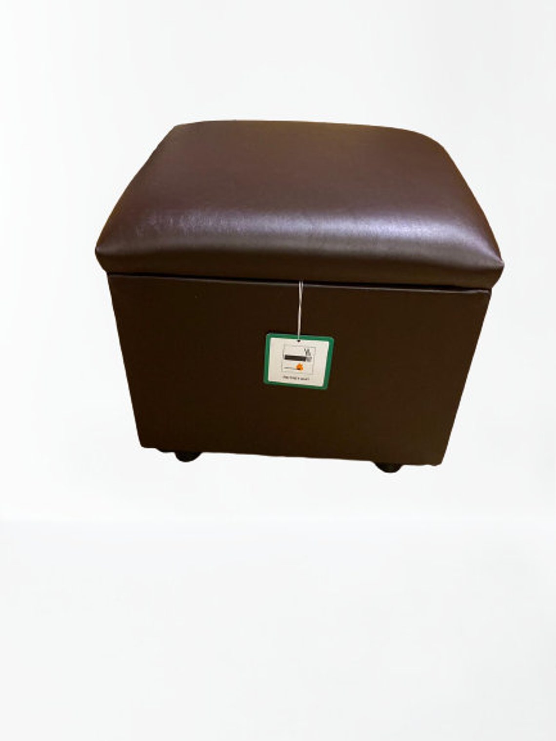Storage Box / Pouffes / Footstool in Brown Faux Leather - Etsy UK