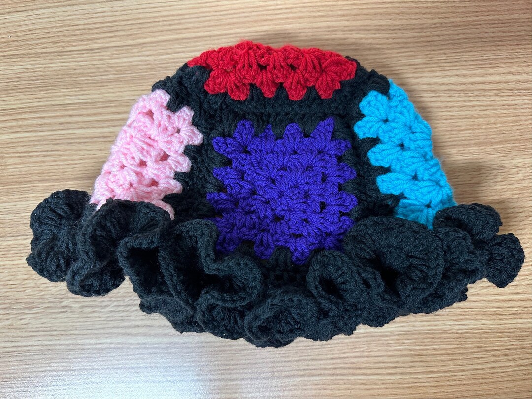Granny Square Ruffled Bucket Hat - Etsy