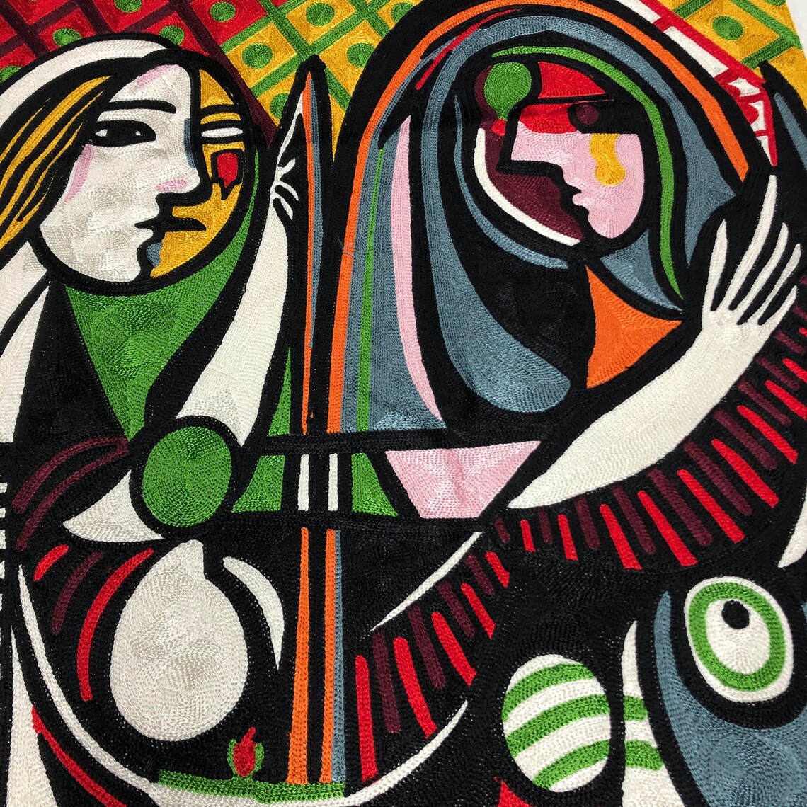 Marco Picasso Seda hecha a mano, bordado para marco arte moderno ...