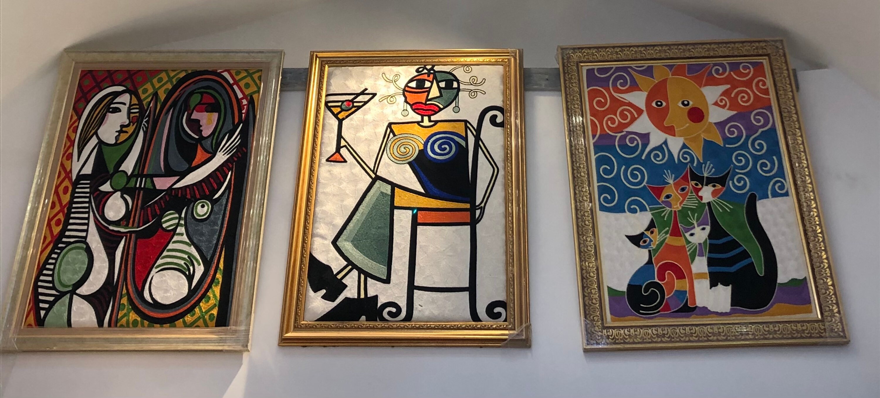 Marco Picasso Seda hecha a mano, bordado para marco arte moderno ...