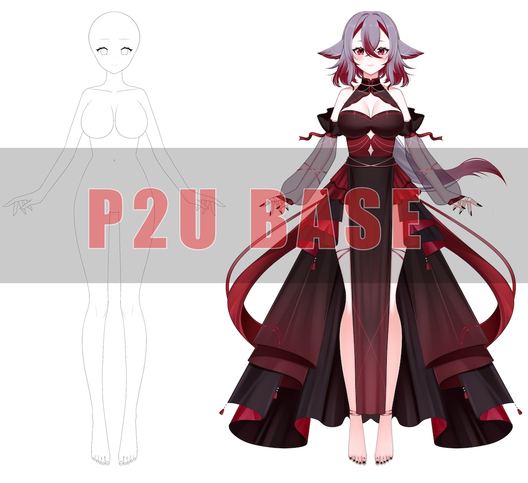 P2U Full Body BASE for Drawing/custom/commission/vtuber/oc/adopt/ych - Etsy