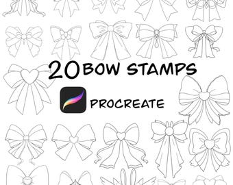 17 Procreate Bow Stamps, Ribbon Brushes, Procreate Brushes, Procreate ...