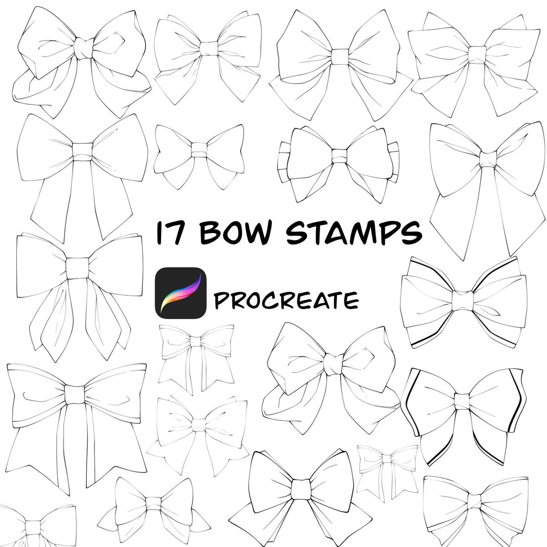 17 Procreate Bow Stamps, Ribbon Brushes, Procreate Brushes, Procreate ...