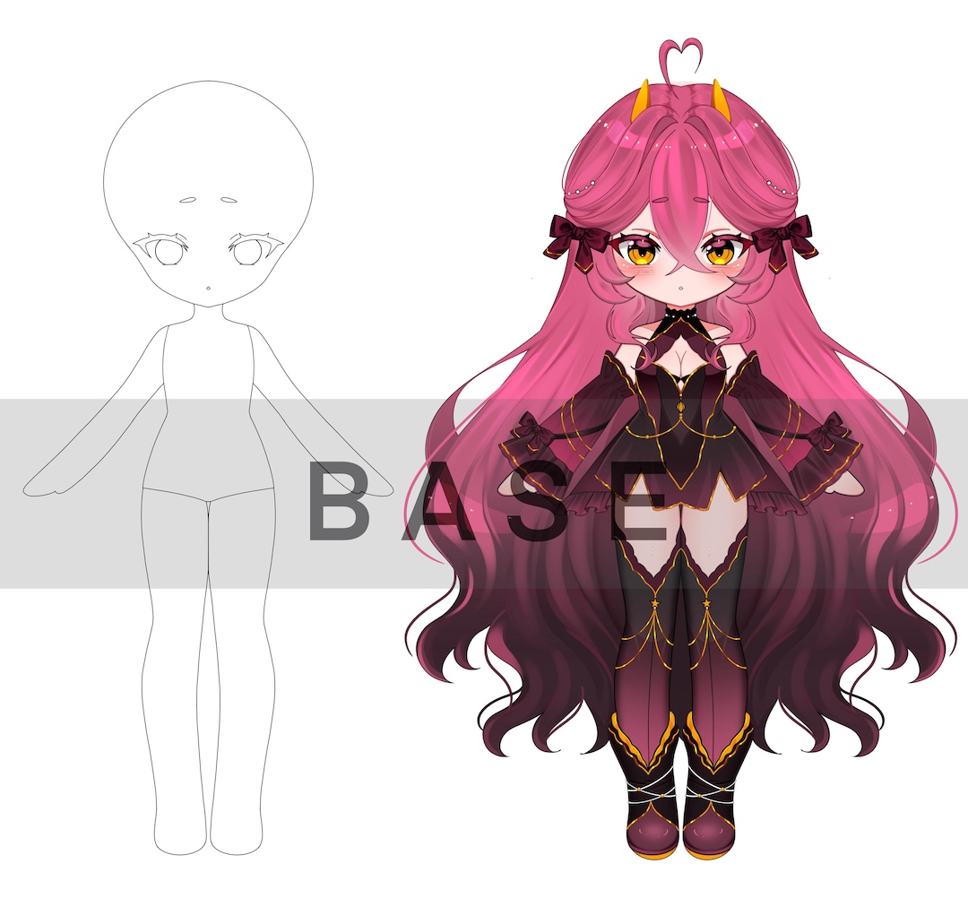P2U Chibi Full Body BASE for Drawing/custom/commission/vtuber/oc/adopt ...