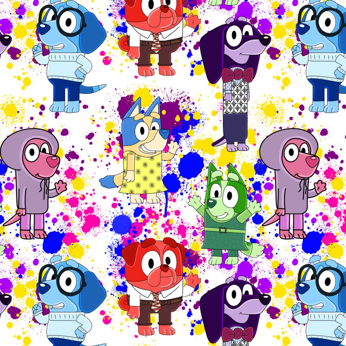 Inside Out Blue Dogs Seamless Design Fabric Digital Paper - Etsy