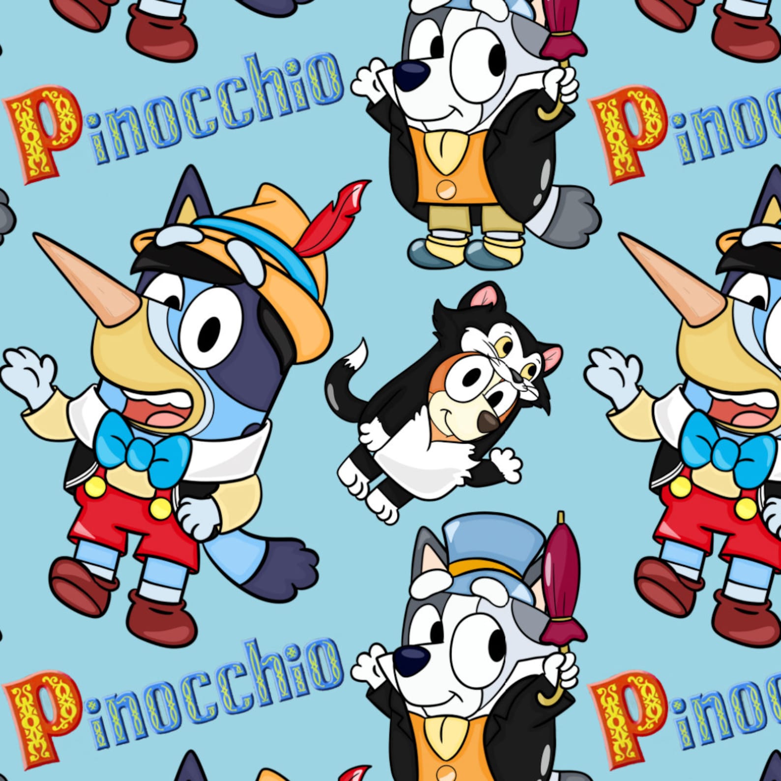Heeler Blue Dog Pinocchio Seamless Design Fabric Digital Paper - Etsy