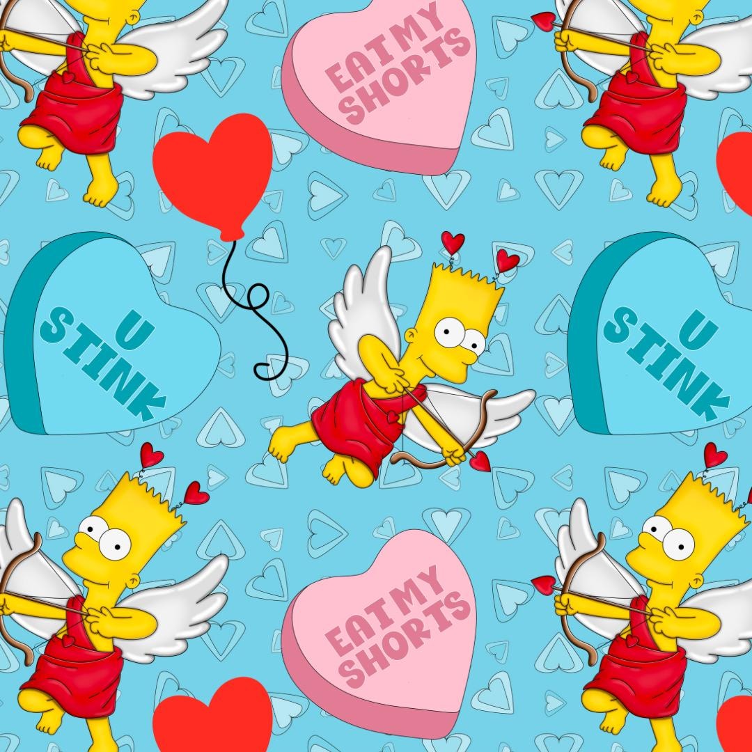 Simpsons Valentines Blue Seamless Design Fabric Digital Paper - Etsy