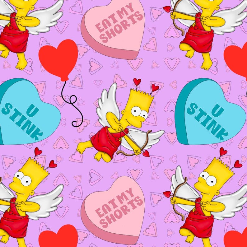 Simpsons Valentines Purple Pink Seamless Design Fabric Digital Paper - Etsy