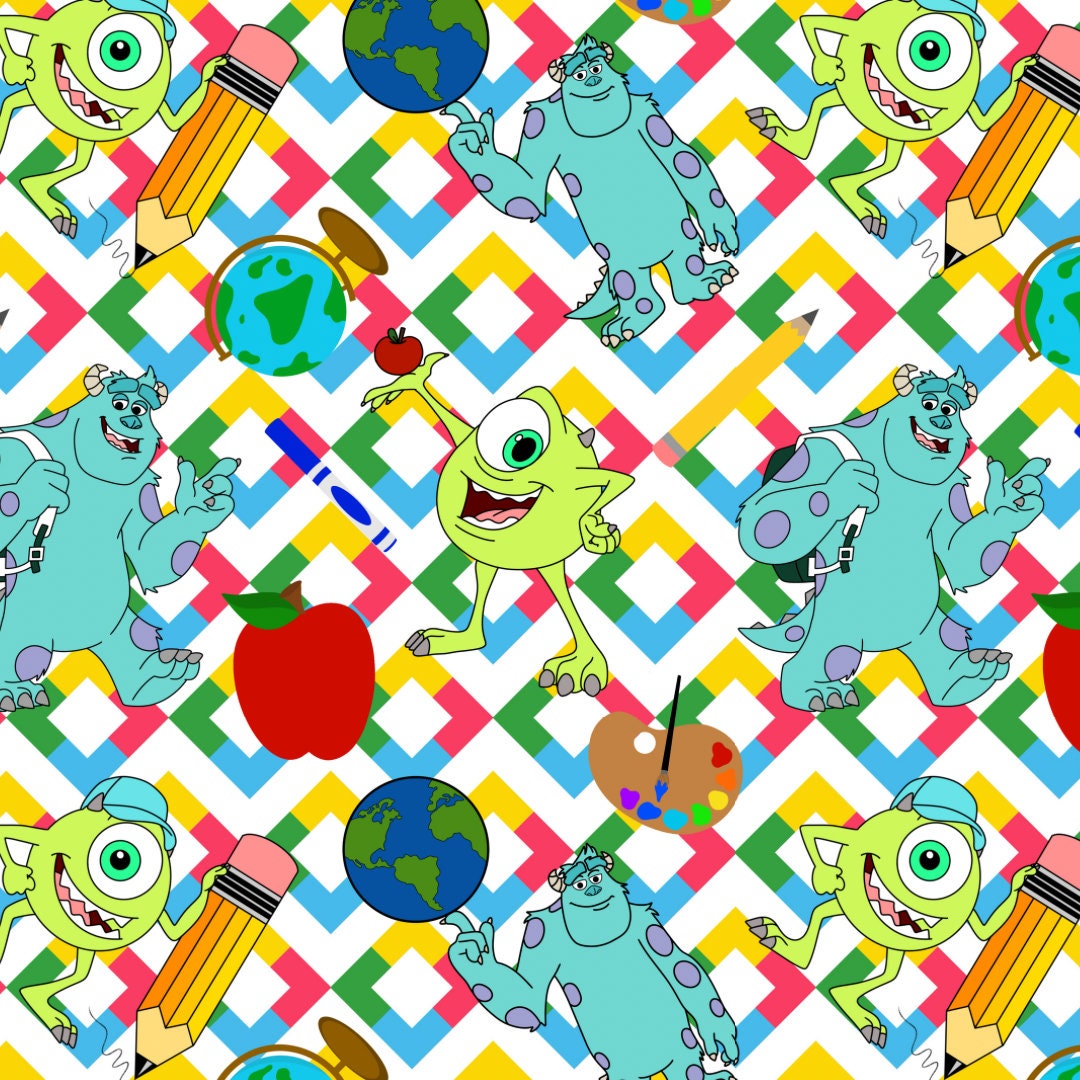 Monsters Inc Back to School Seamless Design Fabric Digital Paper - Etsy