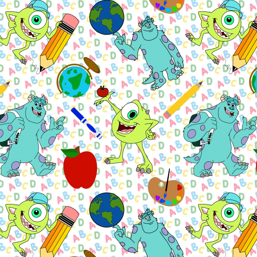 Monsters Inc Back to School Seamless Design Fabric Digital Paper - Etsy