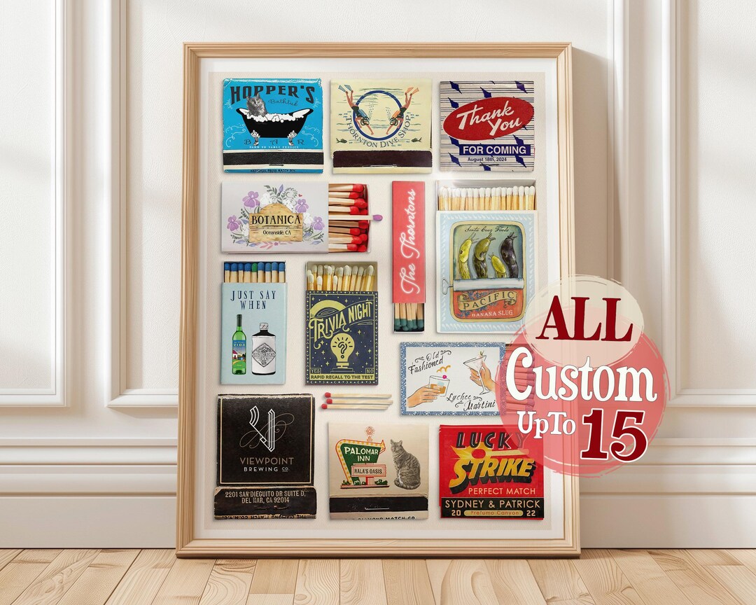 Custom Matchbox Art Print: Personalized Retro Poster Gift (digital ...