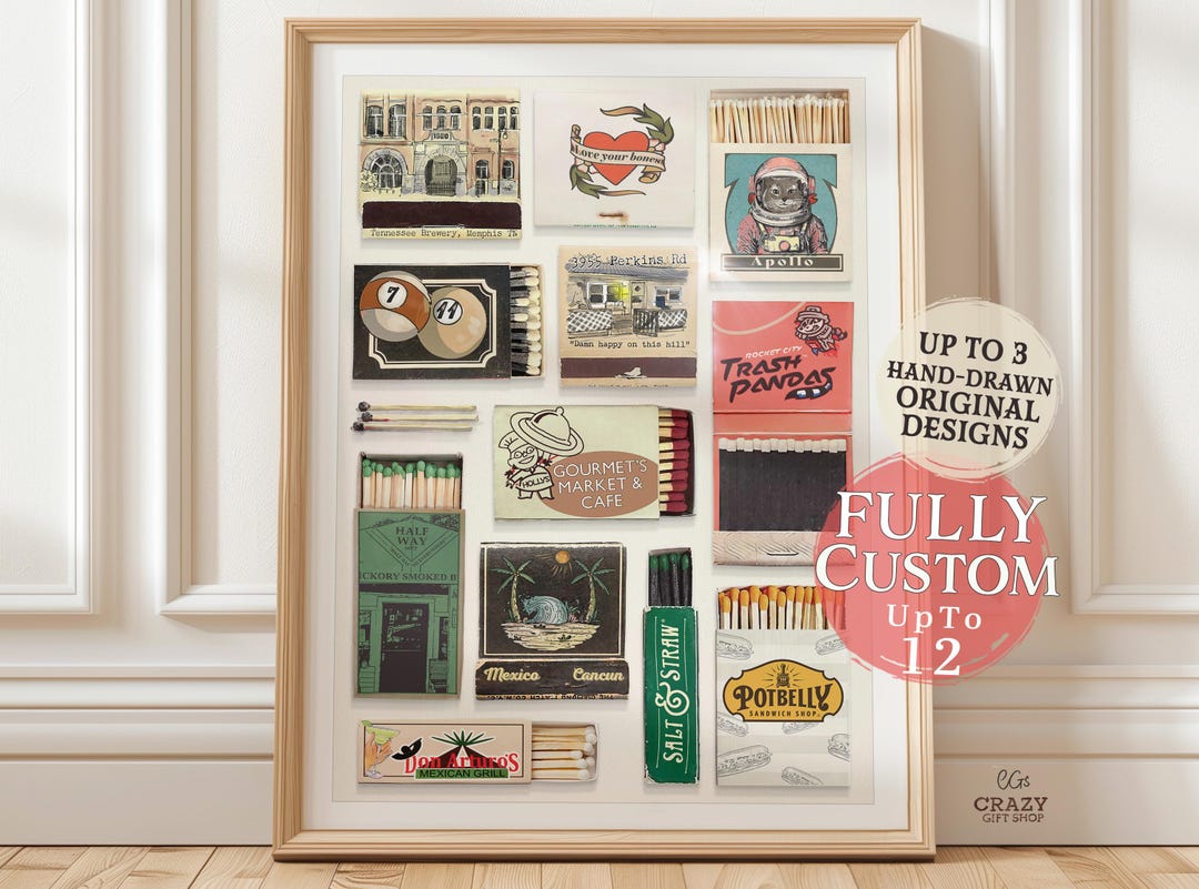 CUSTOM Matchbook Art | Personalized Digital Matchbox Wall Art Gift ...