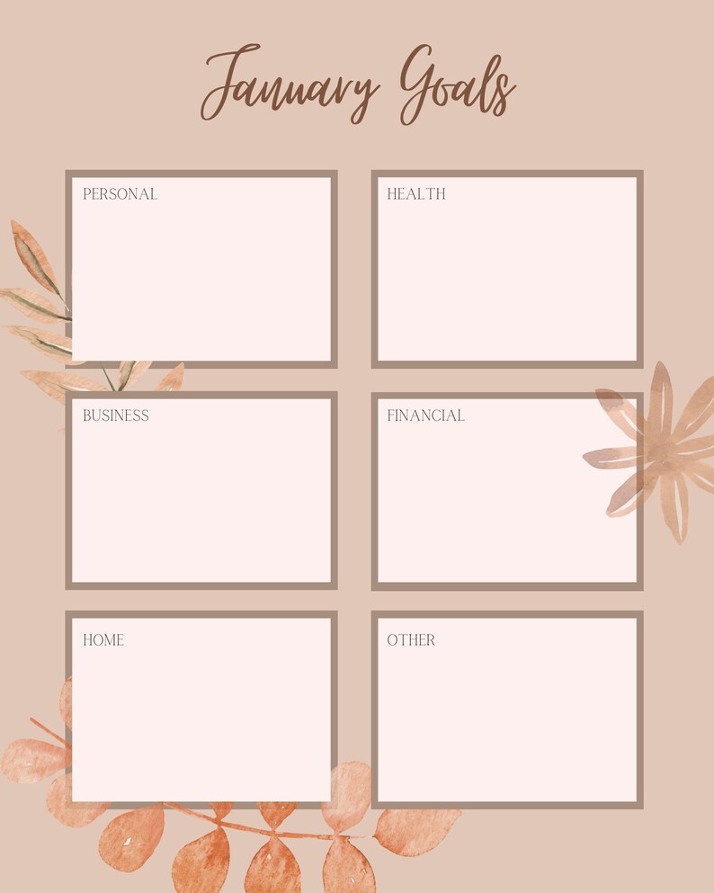 Monthly Goals Sheet Printable - Natural Colors - Etsy UK