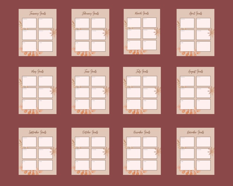 Monthly Goals Sheet Printable - Natural Colors - Etsy UK