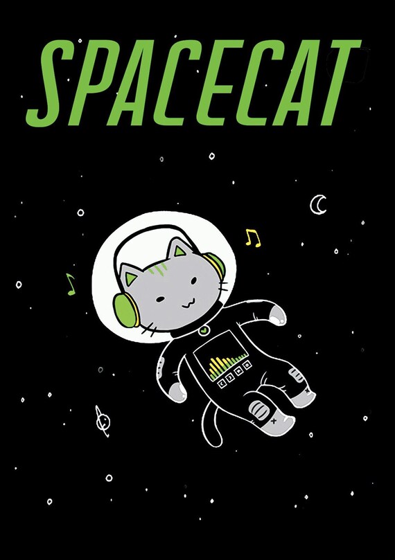 Spacecat Greeting Card Blank Inside Paper & Party Supplies Paper etna ...