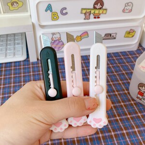 Kawaii Craft Knife Cute Cat Paw Paper Cutter Washi Tape Knife Sticker ...