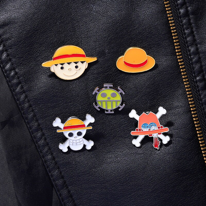 Anime One Piece Skull Luffy Enamel Pins Brooch Cosplay Props - Etsy UK