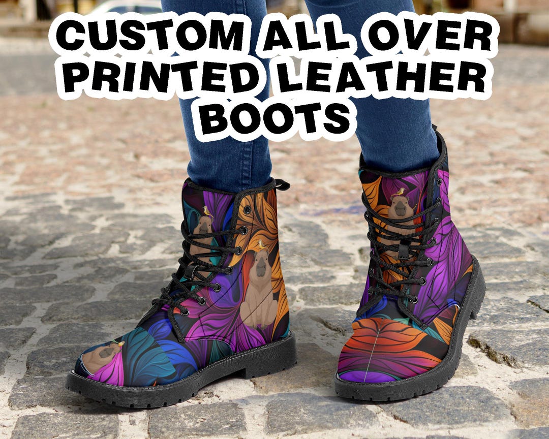 Custom Printed Leather Boots Custom Boots My Design Here Boots ...