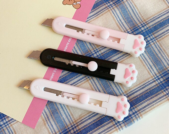 Kawaii Craft Knife Cute Cat Paw Paper Cutter Washi Tape Knife Sticker ...
