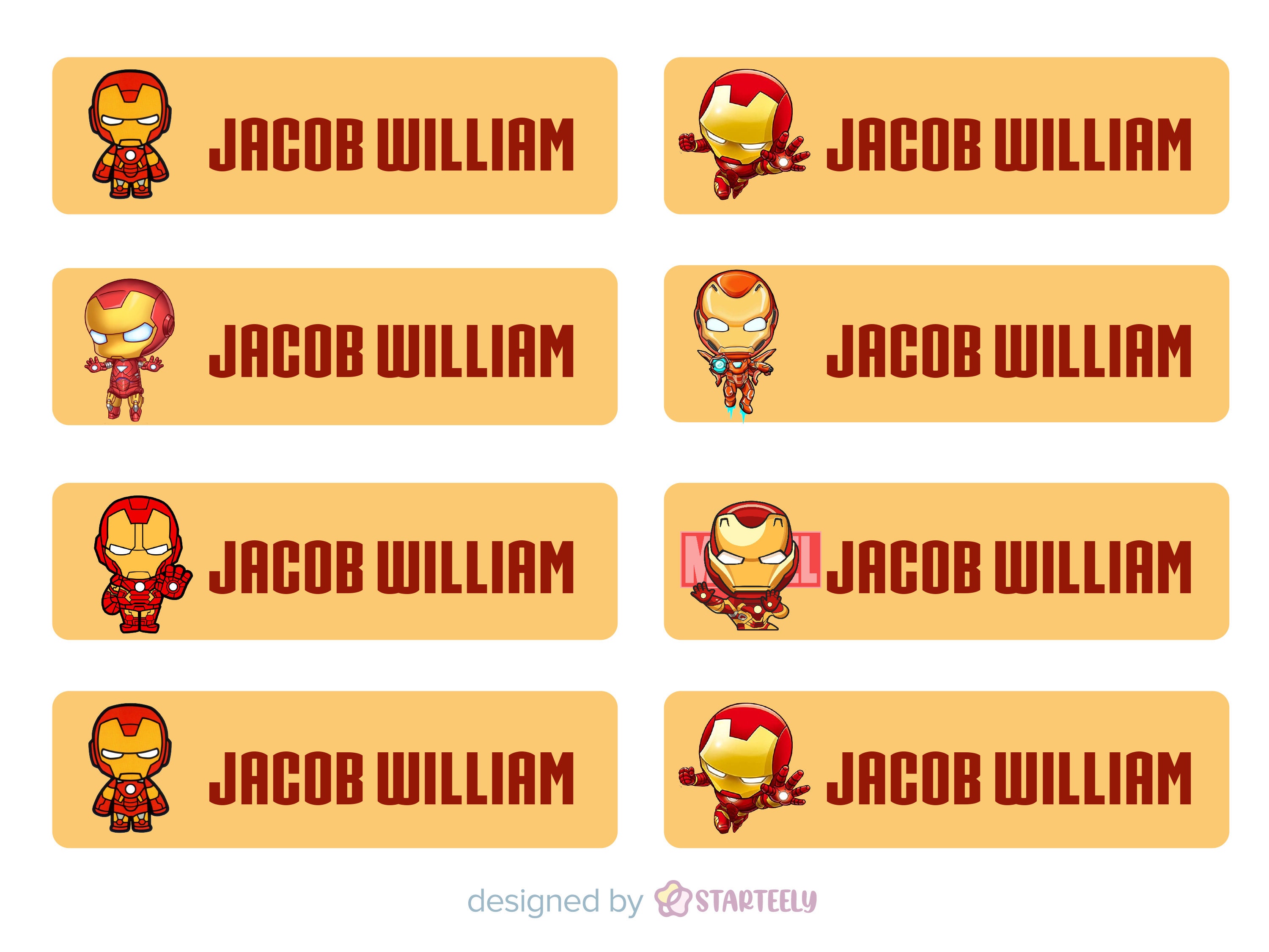 128 Name Labels School Iron Man Label Waterproof Label Daycare | Etsy