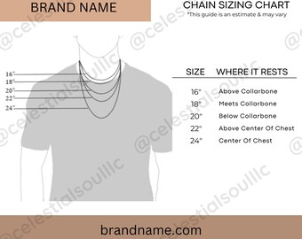 Necklace Chain Size Guide Necklace Chain Template Custom Canva Template ...