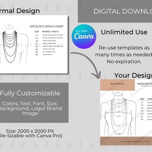 Necklace Chain Size Guide Necklace Chain Template Custom Canva Template ...
