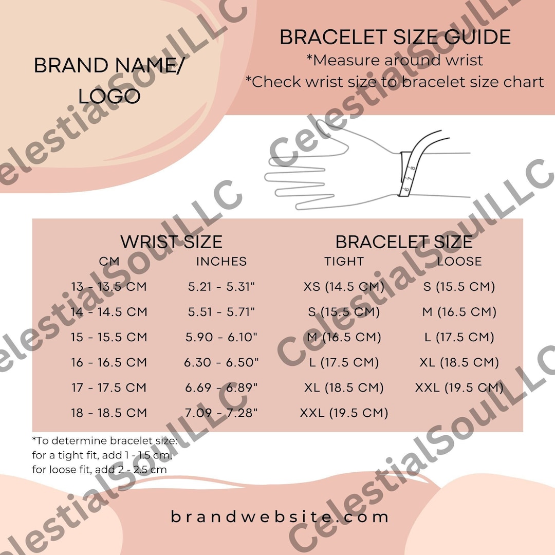 Bracelet Size Guide Necklace Bracelet Template Custom Canva Template ...