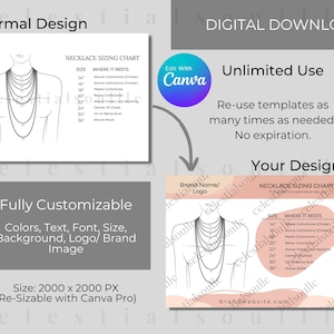 Necklace Chain Size Guide Necklace Chain Template Custom Canva Template ...