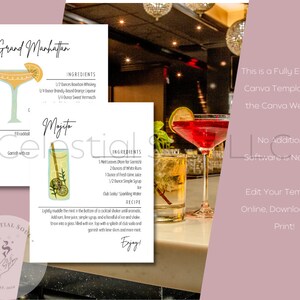 Drink Recipe Cards Printable DIY Bar Menu Editable Template Printable ...
