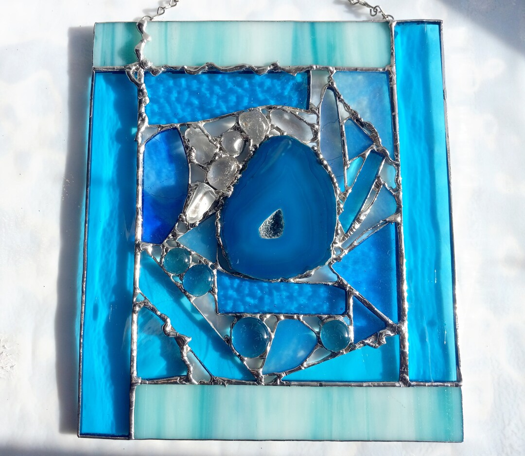 Blue Geode Stained Glass - Etsy